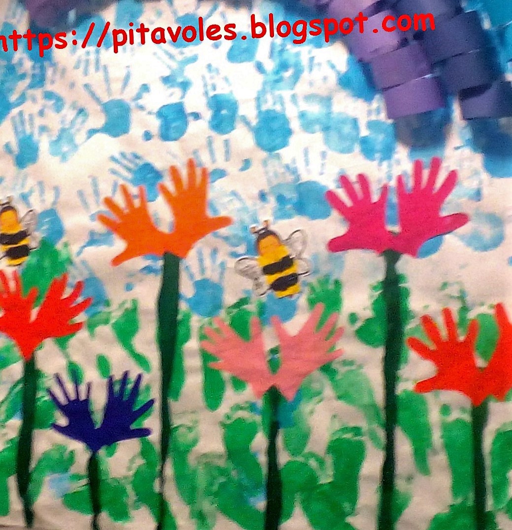 pitavoles: Mural de primavera per decorar l'escola.