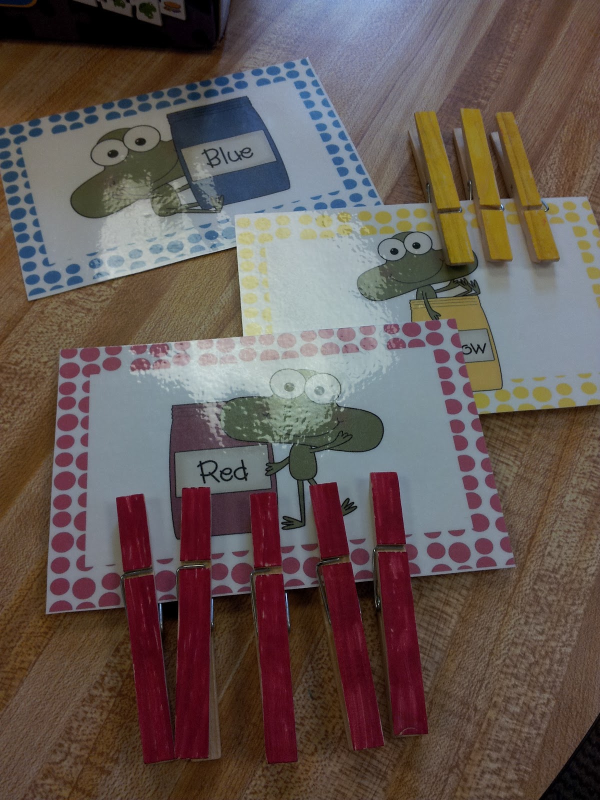 Clothespin Color Matching, Counting and Addition Center