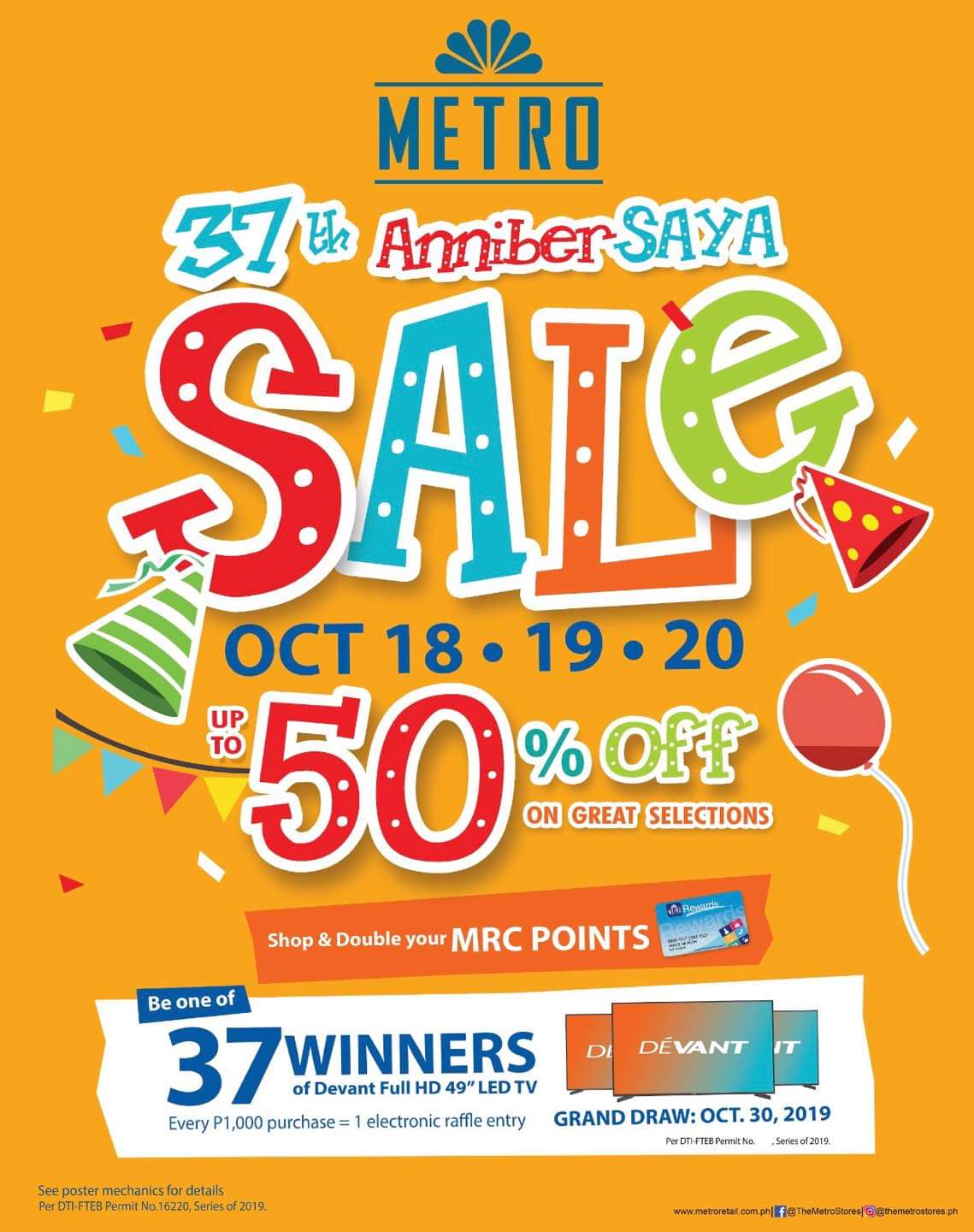 The Metro Stores: 37th AnniberSAYA Sale October 18-20
