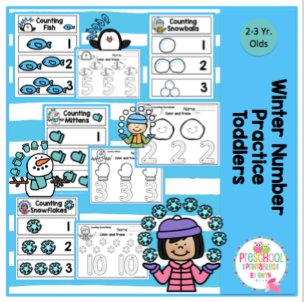Winter Number Practice for Toddlers ~ Preschool Printables
