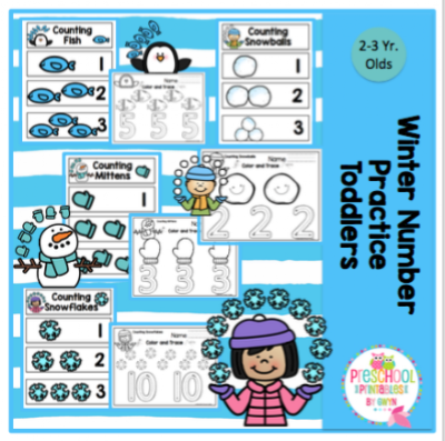 Winter Number Practice for Toddlers ~ Preschool Printables