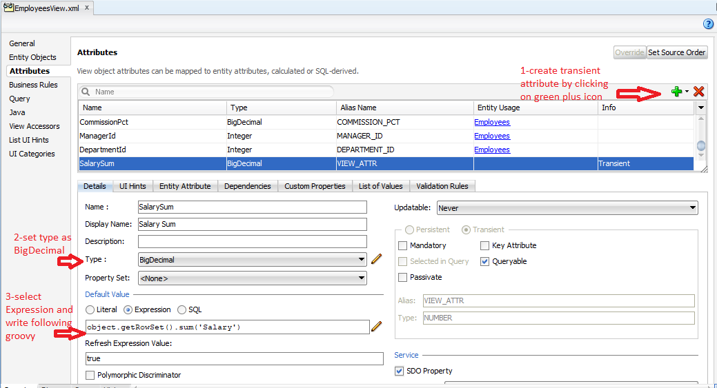 Oracle ADF : Groovy Examples in ADF (column sum using Groovy)