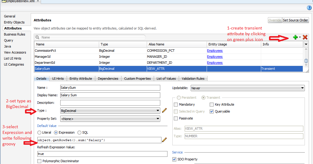 Oracle ADF : Groovy Examples in ADF (column sum using Groovy)