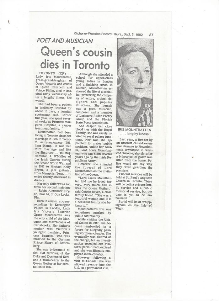 LADY GRACE'S JOURNAL: LADY IRIS MOUNTBATTEN - PEDIGREE