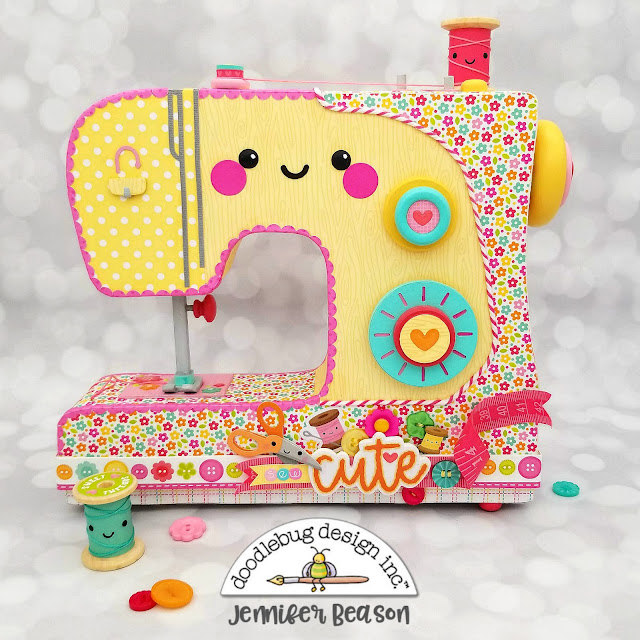 Doodlebug Design Inc Blog: CUTE & CRAFTY 3D SEWING MACHINE | with Jennifer