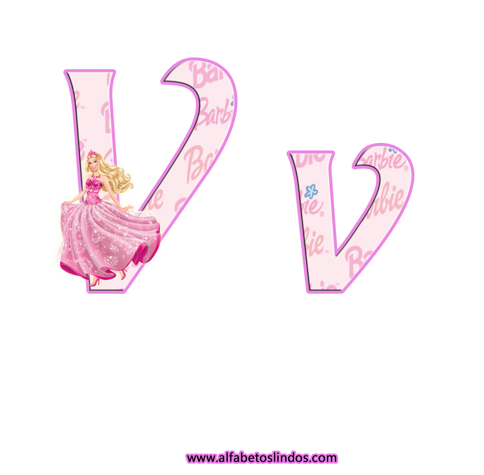 Alfabeto da Barbie rosa em PNG com fundo transparente!-ALFABETOS LINDOS