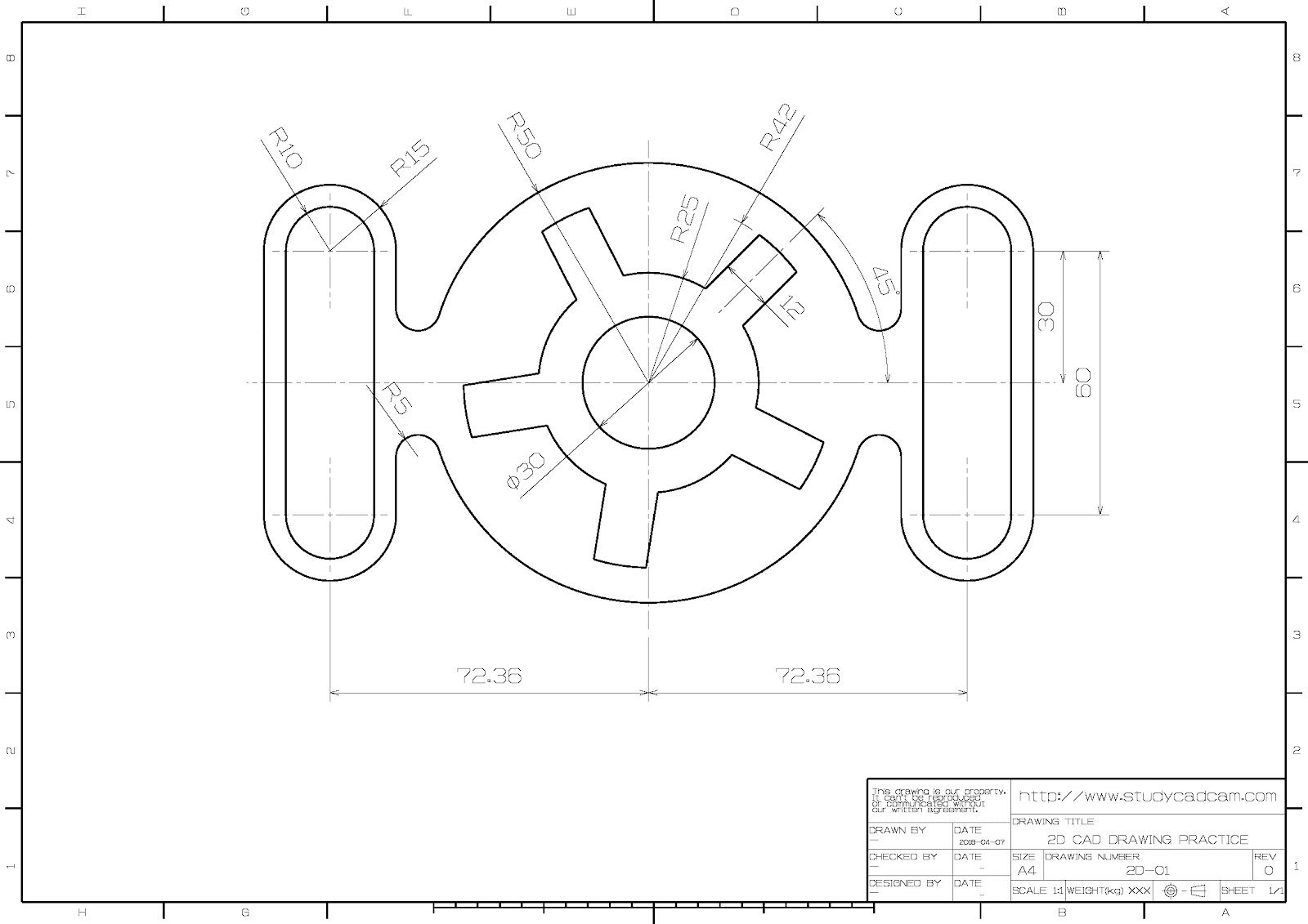 2d Autocad Drawings Drawing Practice Cad Learn Mechanical Bacis Pdf ...