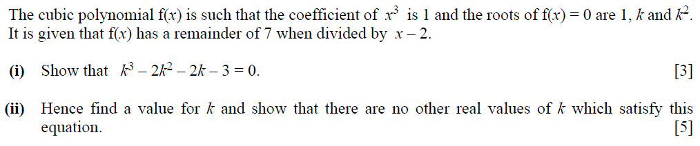 IGCSE Additional Mathematics: Representative Problems: Topic 5: Factors ...