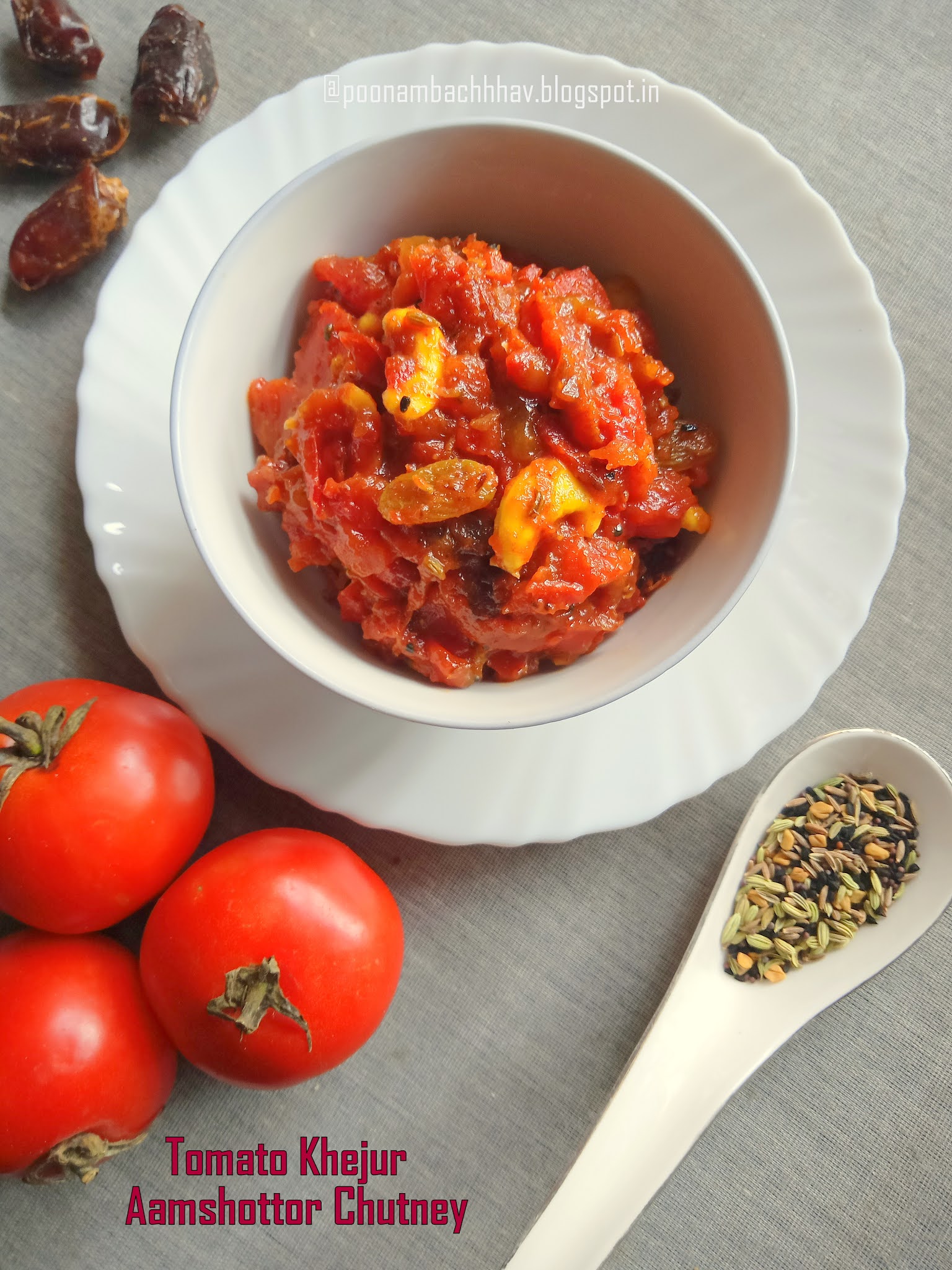 Annapurna: Tomato Khejur Aamshottor Chaatni / Bengali Tomato Chutney