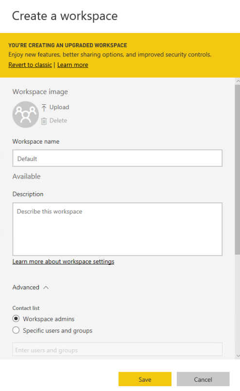 How to create workspace in Power BI