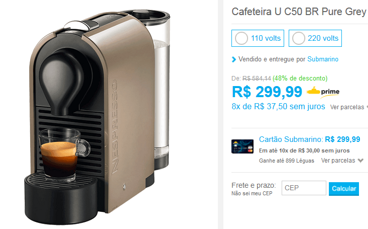 Cafeteira Nespresso U C50 BR Pure Grey > - Bem Barato - Cupons ...