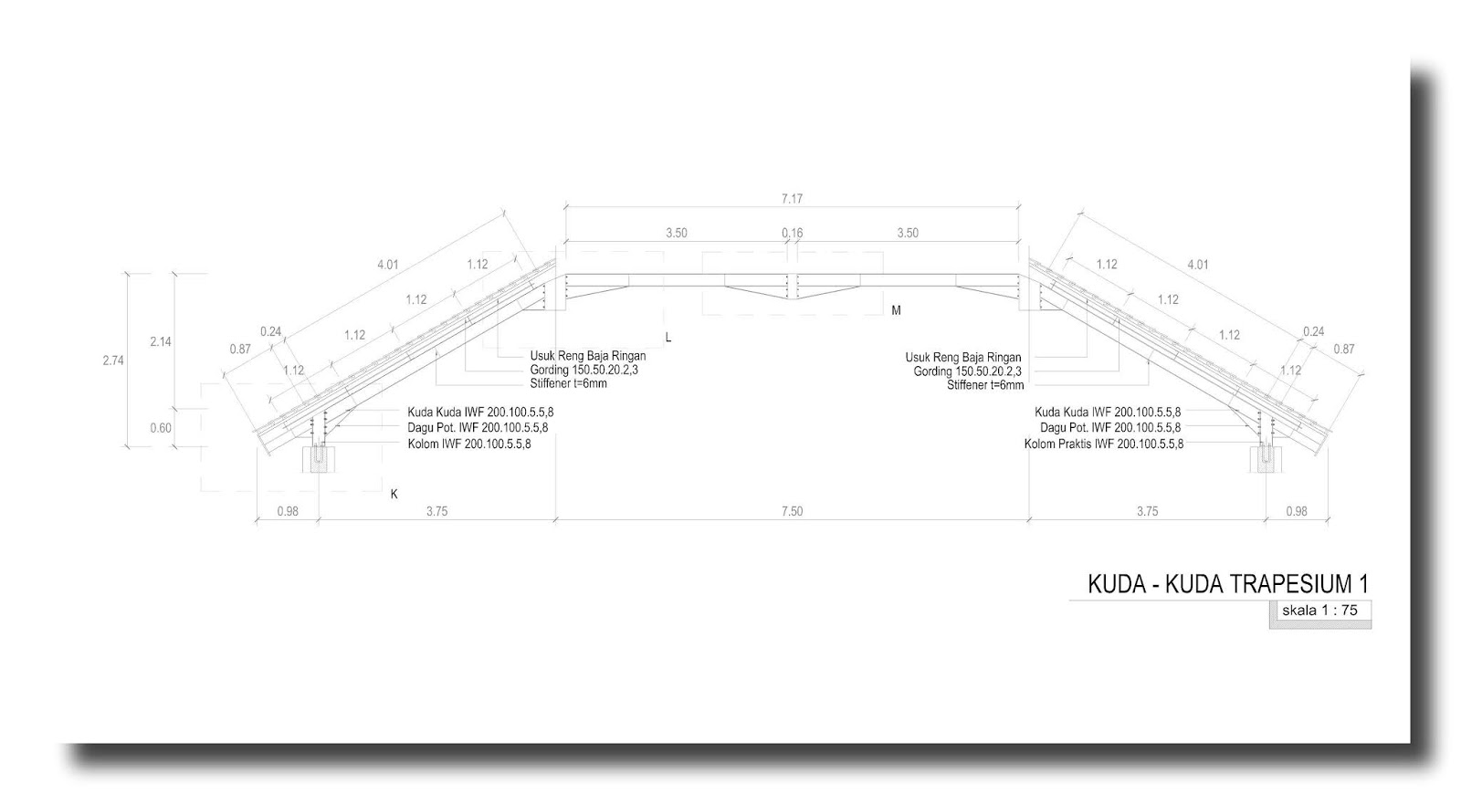 Kuda Kuda baja Bangunan Sederhana Bentang 15 m