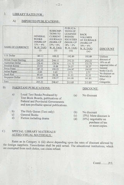 Library Rates for Libraries & Institutions From 01 January to 31 March 2020