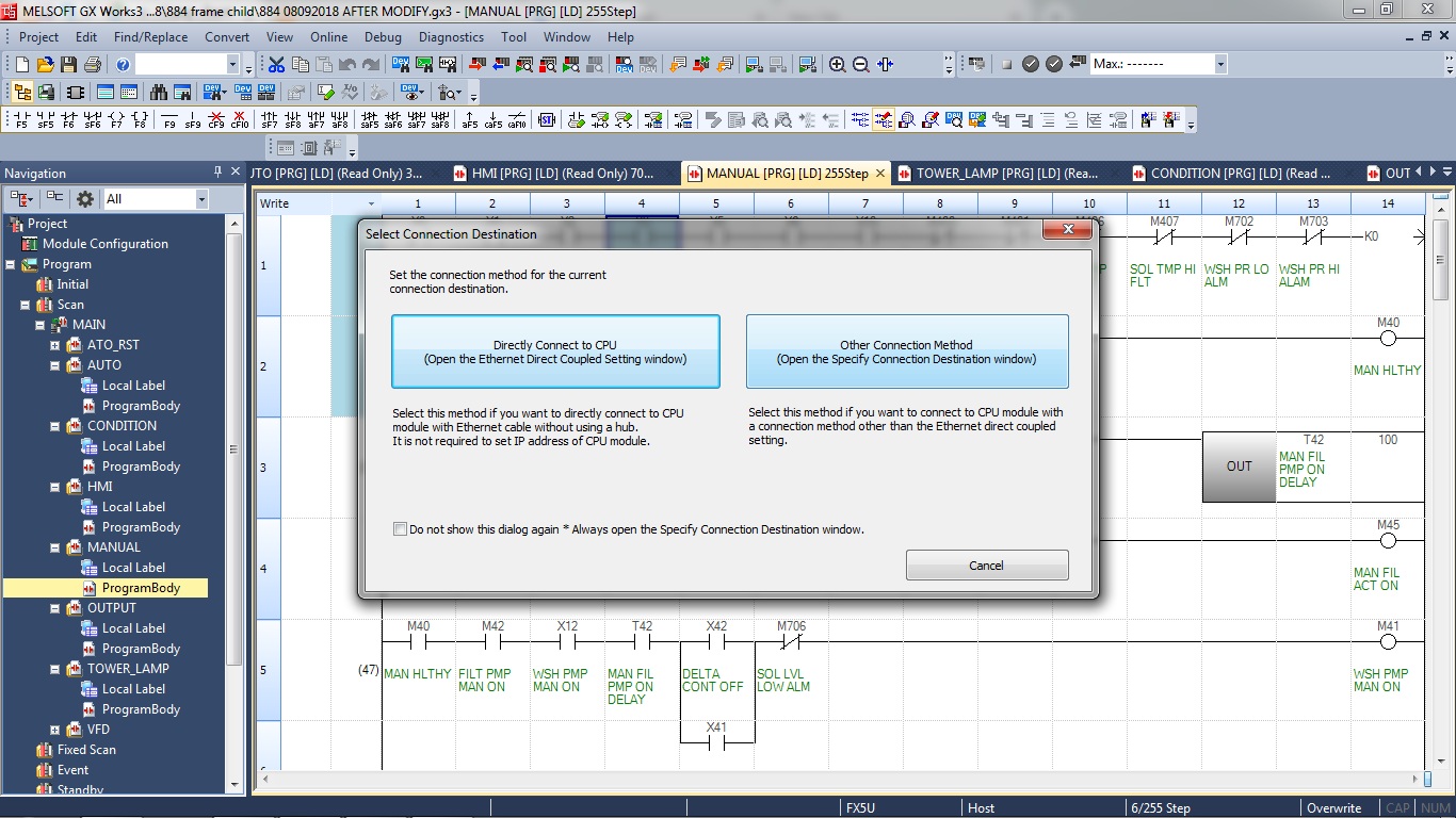 Commutronics: Mitsubishi Melsec FX5U PLC program download/upload ...