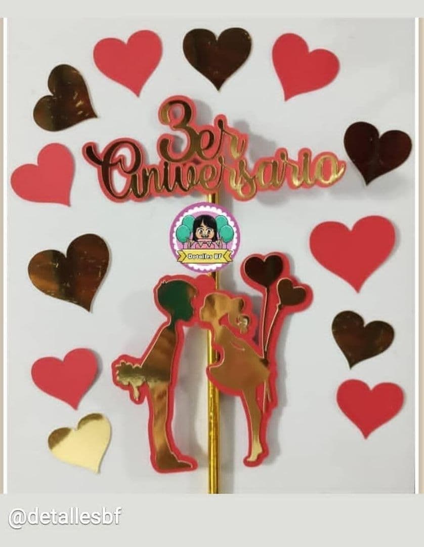 Topper Aniversario Amor - Mis Toppers Tus Toppers