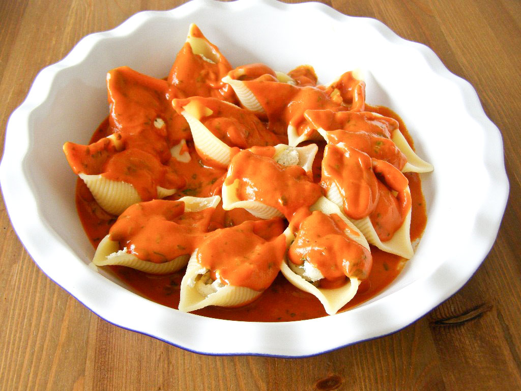 maple•spice: Jumbo Pasta Shells stuffed with Basil Almond Feta with a ...