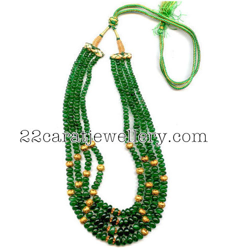 Emerald Beads Multi Strings Long Chain - Jewellery Designs