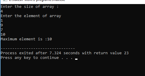 How to find a maximum element of the array by using C programming?