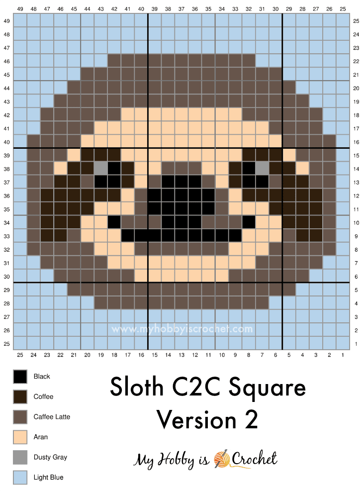 My Hobby Is Crochet: Free Crochet Pattern: Sloth C2C Square - Wildlife ...