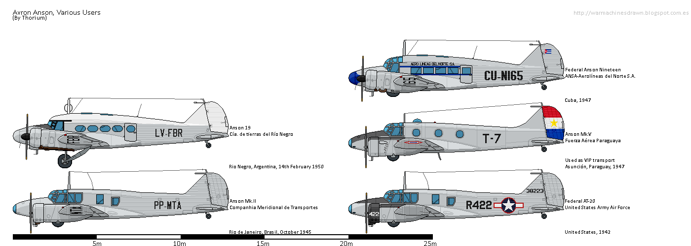War Machines Drawn: Avro Anson, part three, Some American users