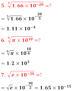 Ejercicios resueltos de raíces de un número en notación científica