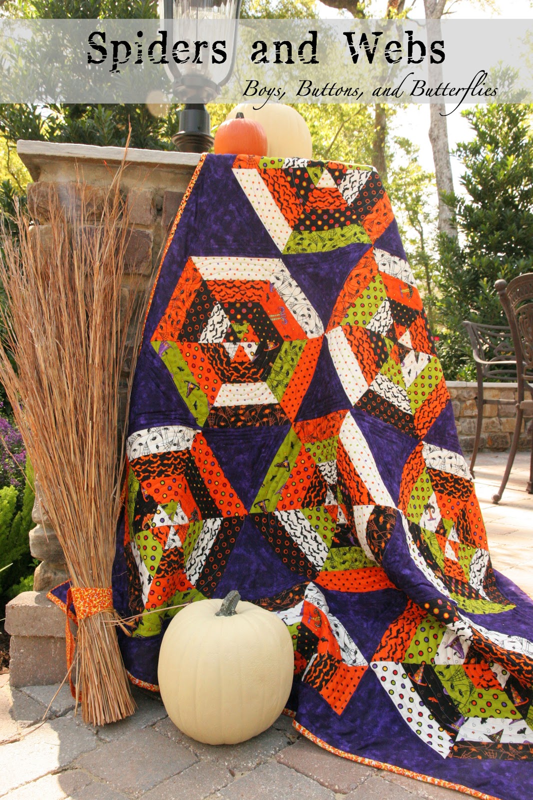 Buttons and Butterflies: Spiders and Webs Quilt