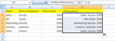 Cara Menggabungkan Beberapa Kolom Teks Jadi Satu di Excel - Blogger Toraja