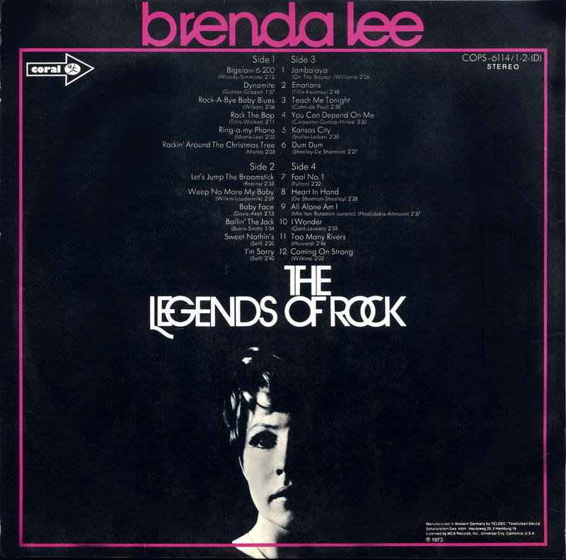 ENTRE MUSICA: BRENDA LEE - The Legends Of Rock (1973)