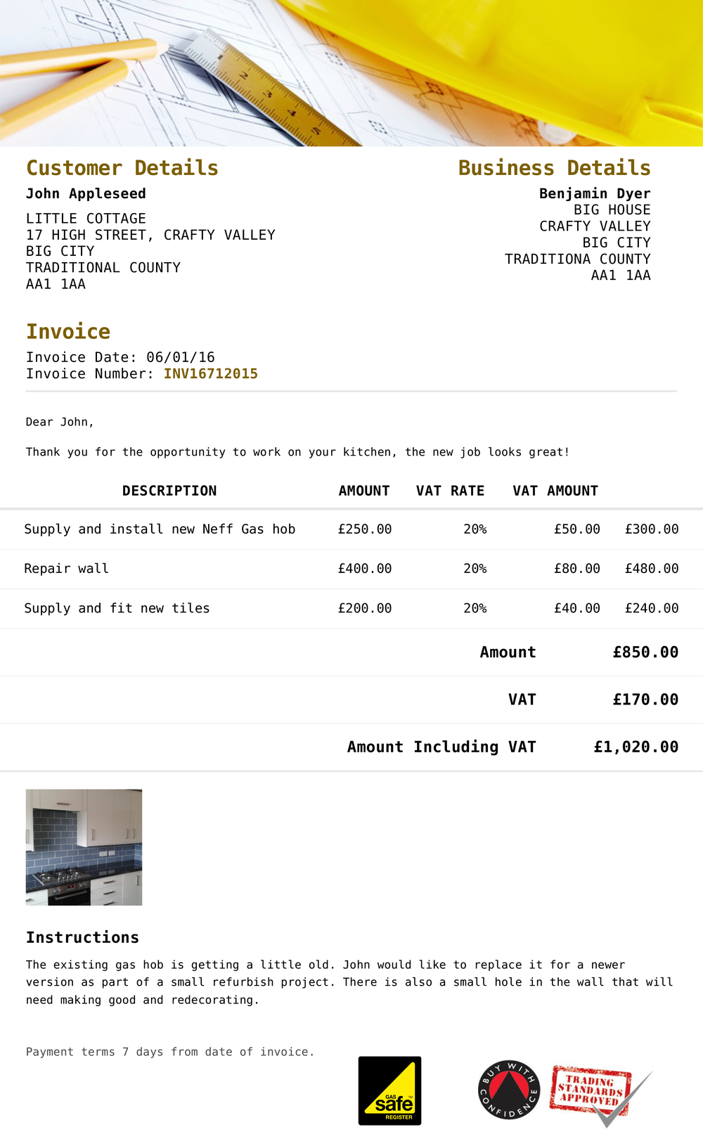 Builders Invoice - Invoice Template