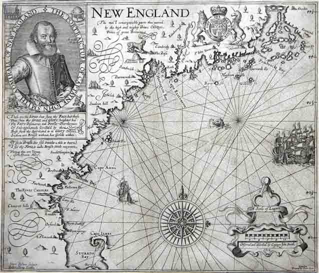 Map of the Day: "New England" from The General Historie of Virginia ...