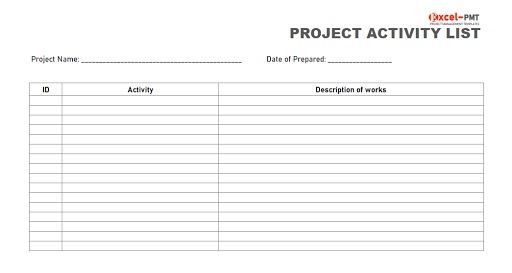 Project Activity List Template - Project Management | Small Business Guide