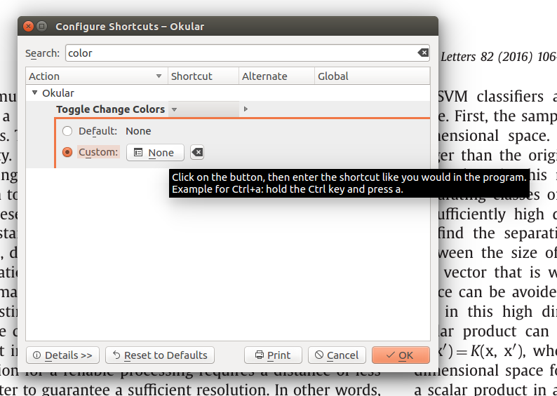 thk's note: Invert the document colors in Okular with toggle shortcut