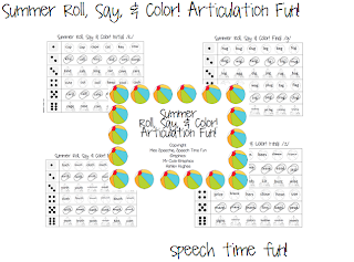 Reading Comprehension Stories: Summer Roll, Say, & Color! Articulation Fun!