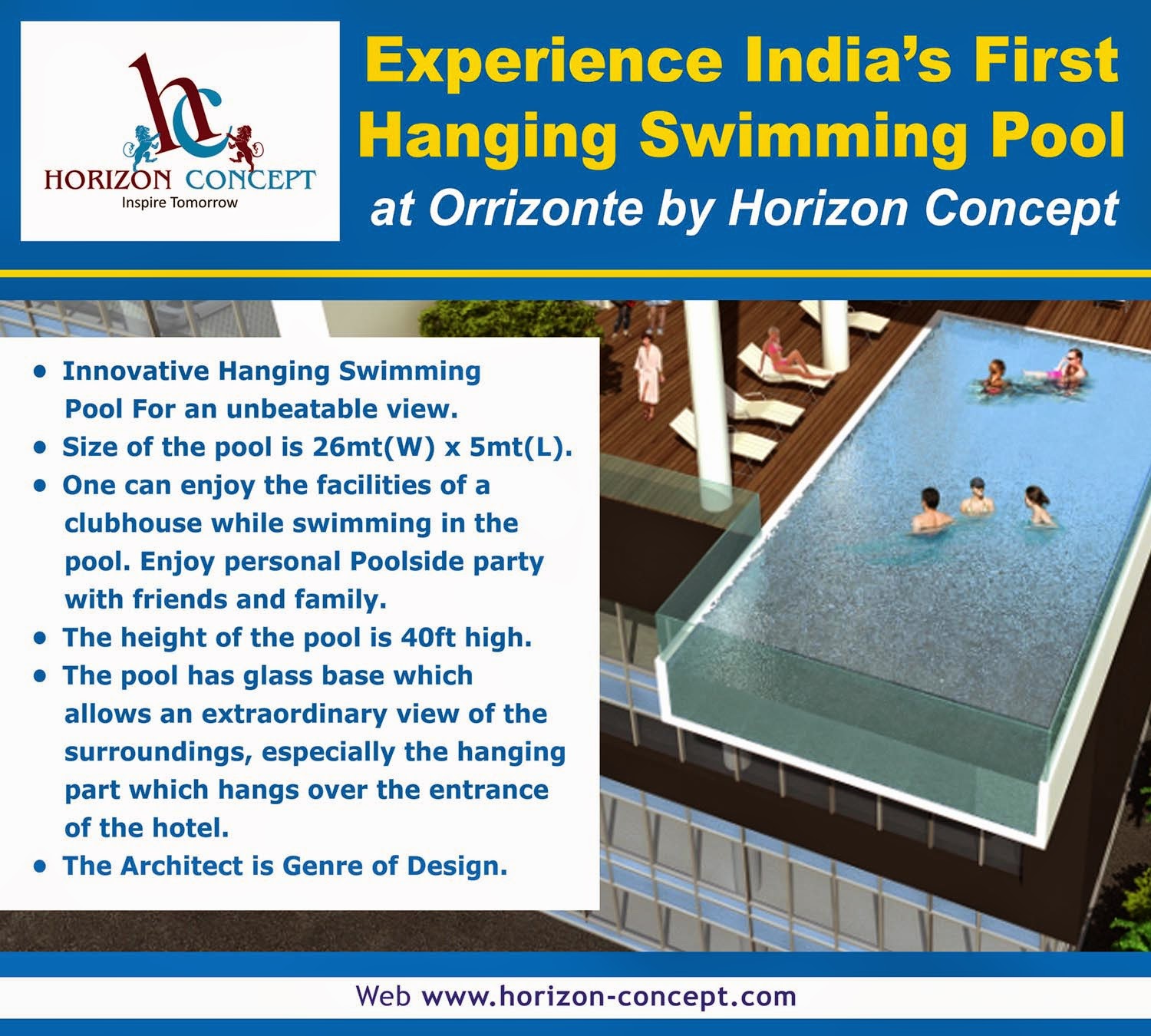 Horizon Concept Pvt Ltd: Experience India’s first Hanging Swimming Pool ...