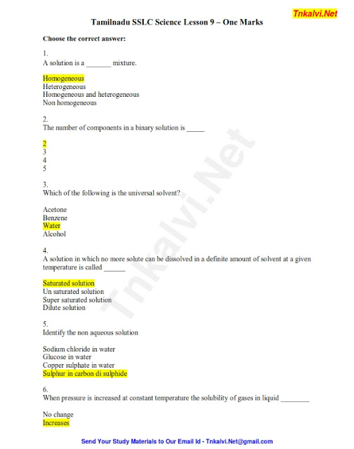 10th Standard Science One Mark Creative Question With Answer 10th-standard-science-one-mark-creative-question-with-answer