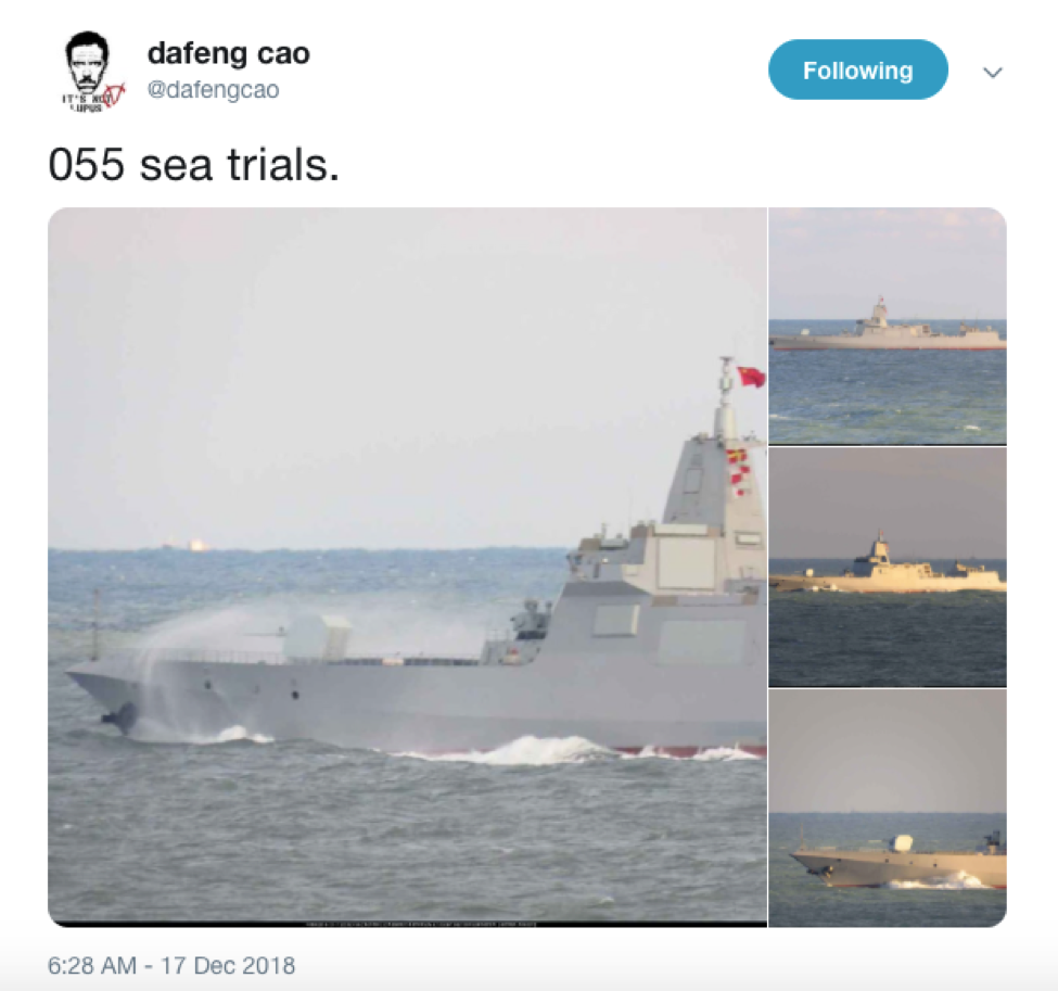 Military and Commercial Technology: New pictures of Type 55 on sea trails
