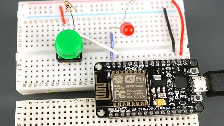 การใช้งาน Digital Io ของ Nodemcu Esp8266 Arduino รับค่าจากสวิทช์ออก Led