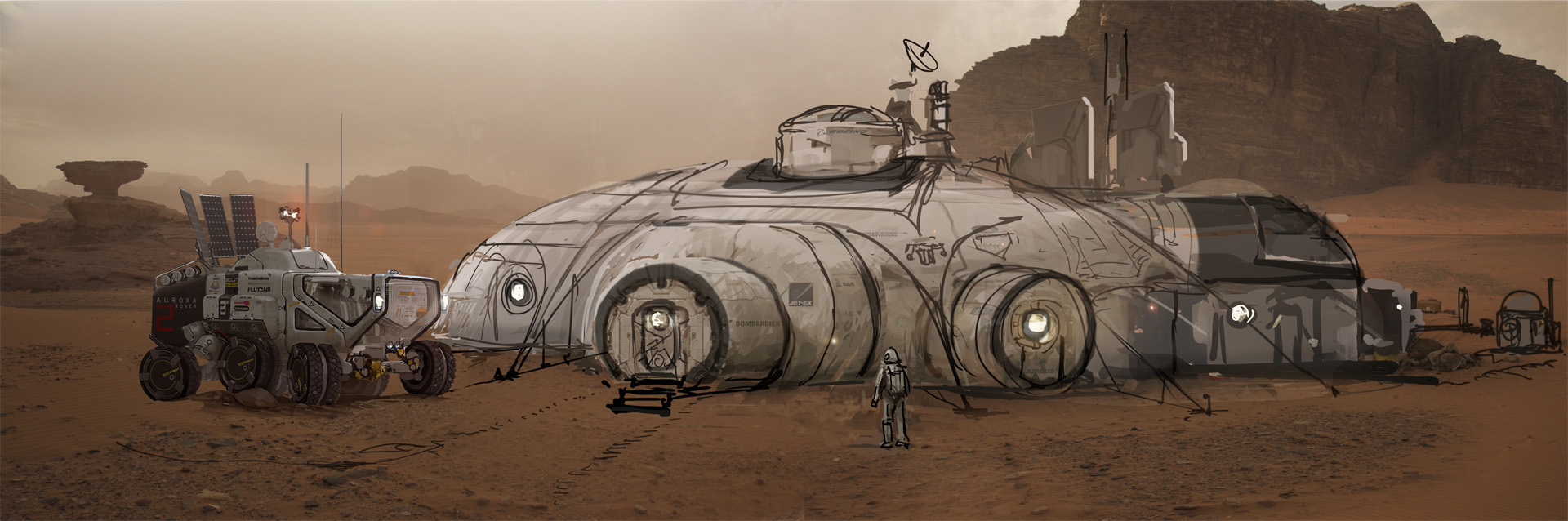 Mars base paintings by Romek Delimata | human Mars