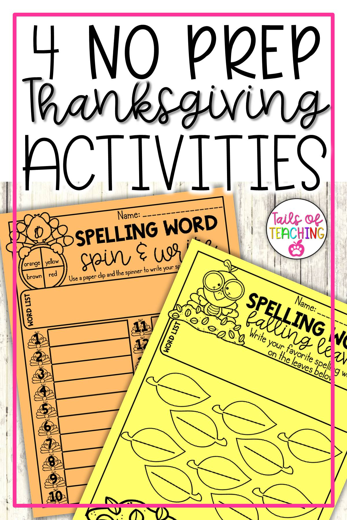Tails of Teaching: 4 No Prep Thanksgiving Writing and Math Activities