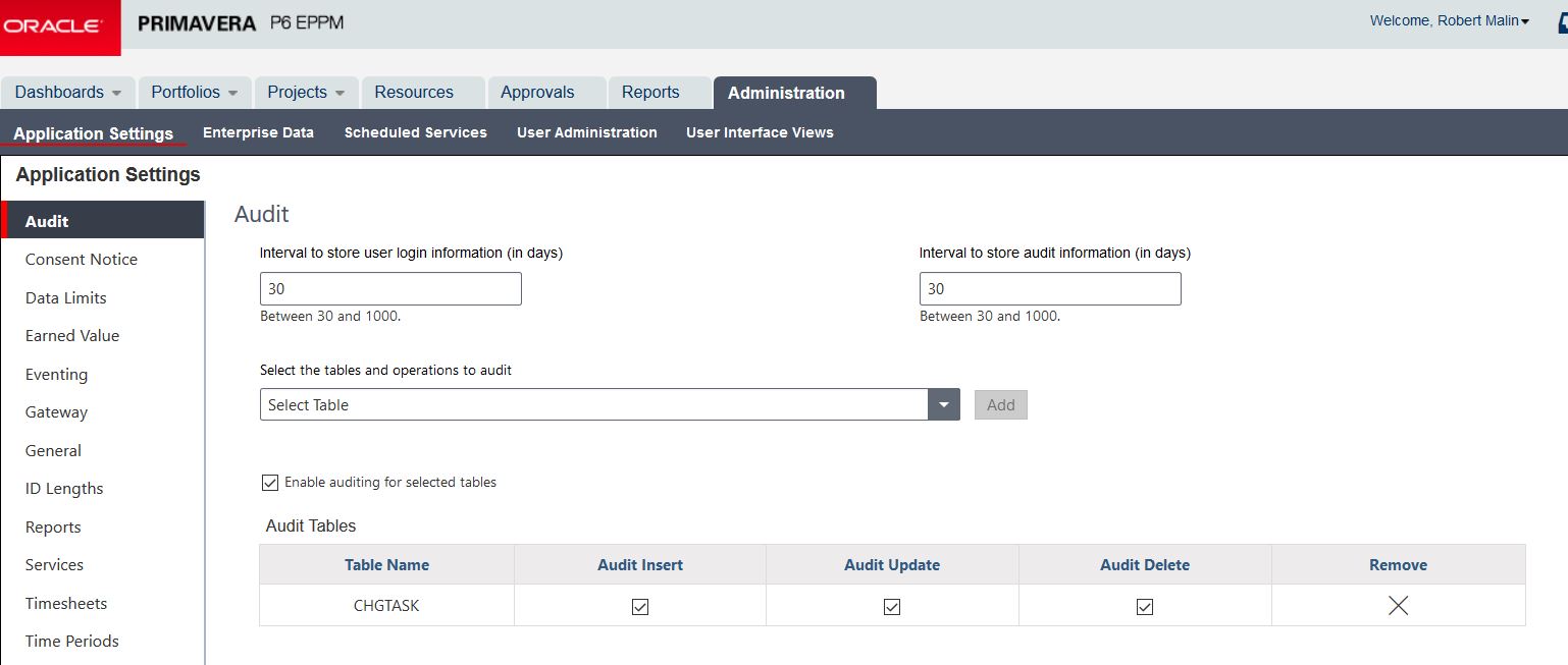 P6blogger: User Login Report - Admin Settings in Audit