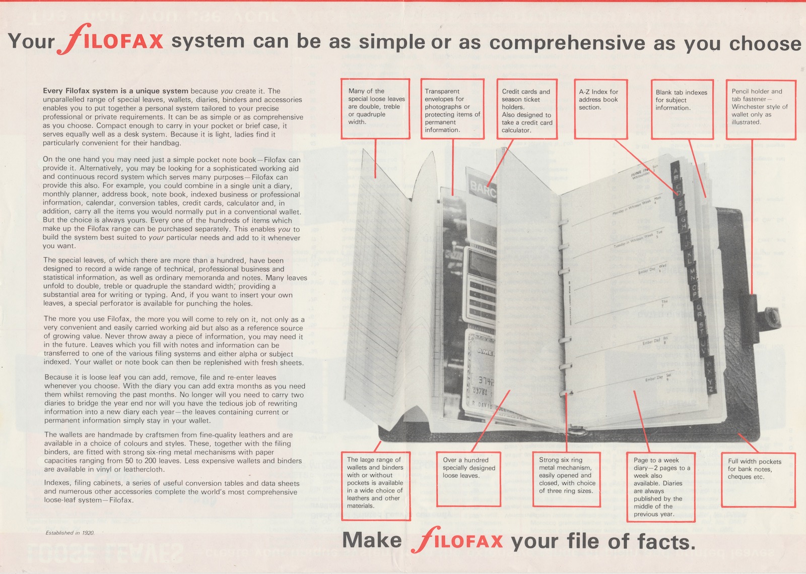 Philofaxy: Filofax brochure - Circa. 1980