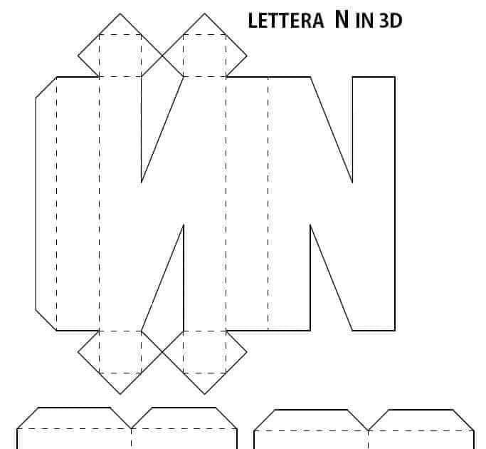 Molde letra N 3D para imprimir gratis: Letras do alfabeto - Ver e Fazer