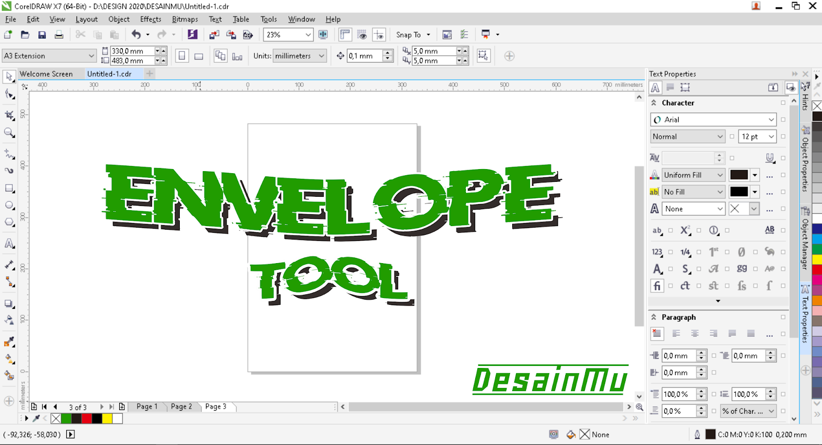 Efek Envelope CorelDRAW