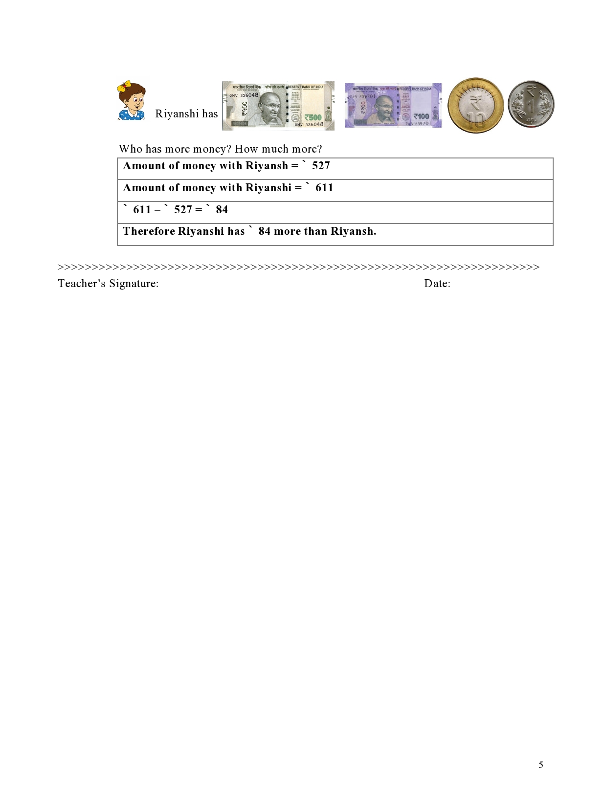 Grade 5 Maths Ch- Money Workbook work