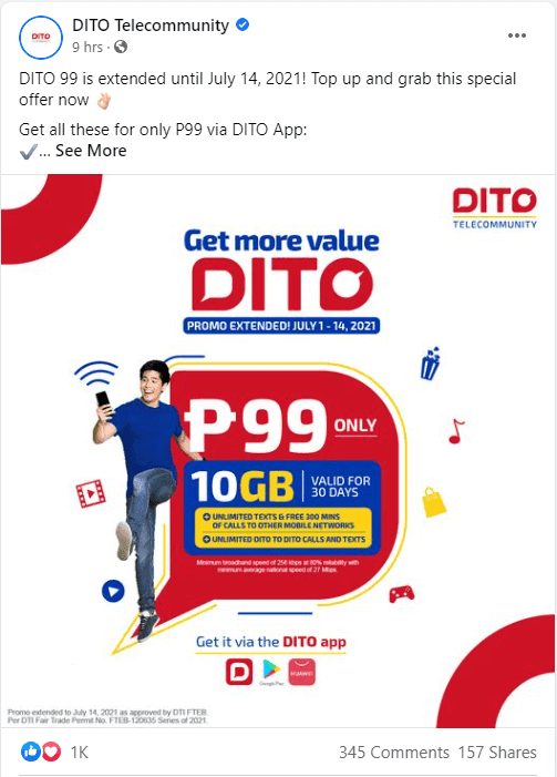 DITO FREEDOM 99 - INDEPENDENCE DAY Special Offer is Extended Until July 14