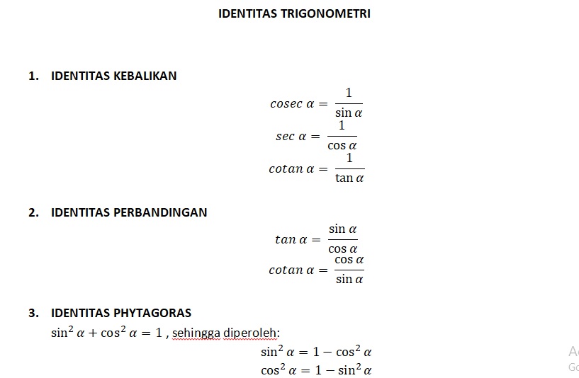Matematika Wajib Kelas X Identitas Trigonometri