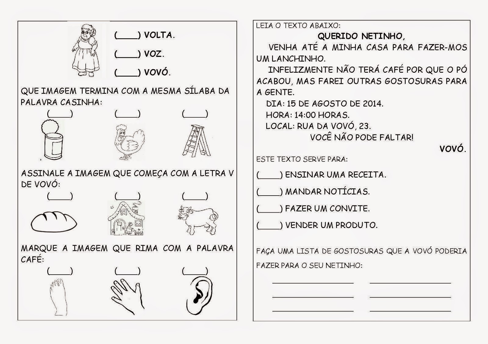 Educando com simplicidade: Atividades com quadrinhas populares.