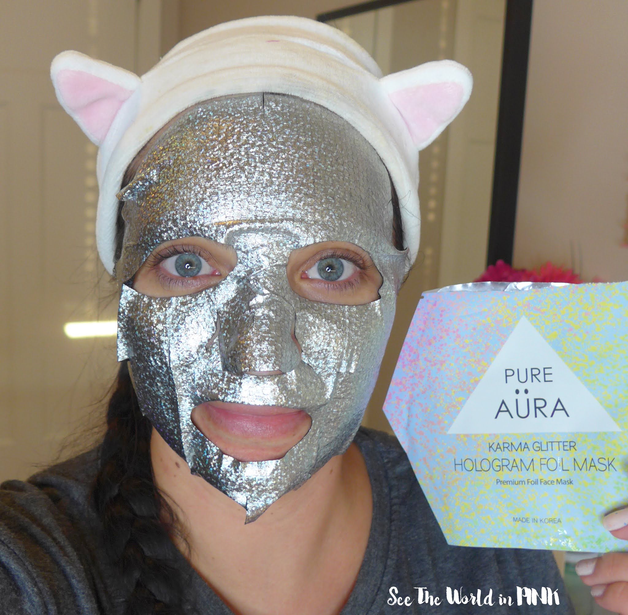 Mask Wednesday - Pure Aura Karma Glitter Hologram Foil Sheet Mask | See ...