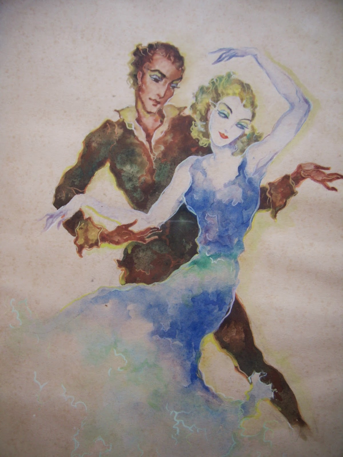 Private art collection: The dance. Watercolor.