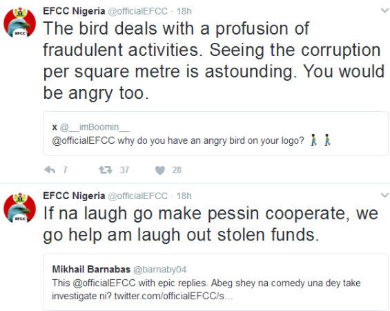 EFCC and their hilarious twitter replies
